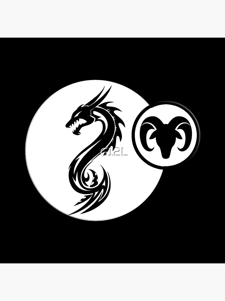 "design for aries who are also dragon as chinese zodiac sign, black and ...