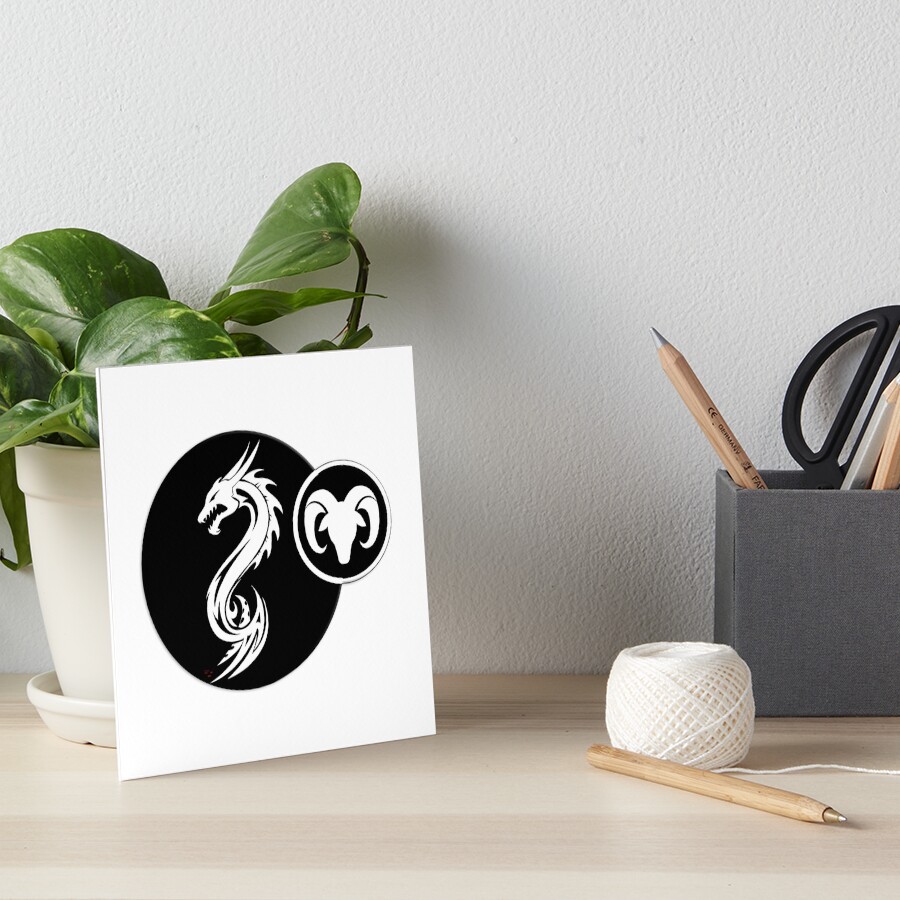 "design for aries who are also dragon as chinese zodiac sign, black and ...