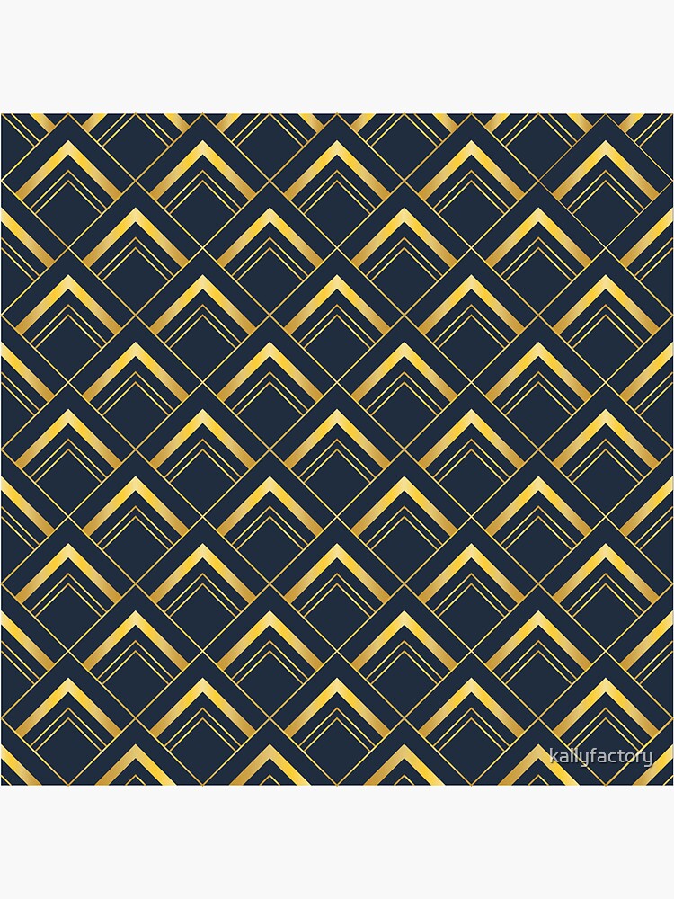 "Art Deco diamond pattern navy and gold" Sticker by kallyfactory ...