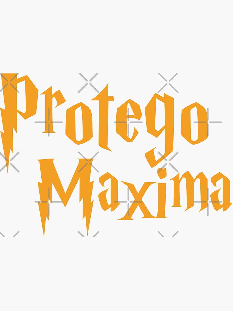 Pegatina «Magic Spell - Golden Protego Maxima» de Family-Shop | Redbubble