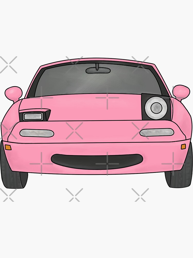 "Miata MX5 pink - wink" Sticker for Sale by Milanicole | Redbubble