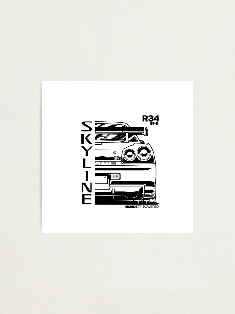 "Nissan Skyline R34 GT-R silhouette" Photographic Print by -GrandeArt ...