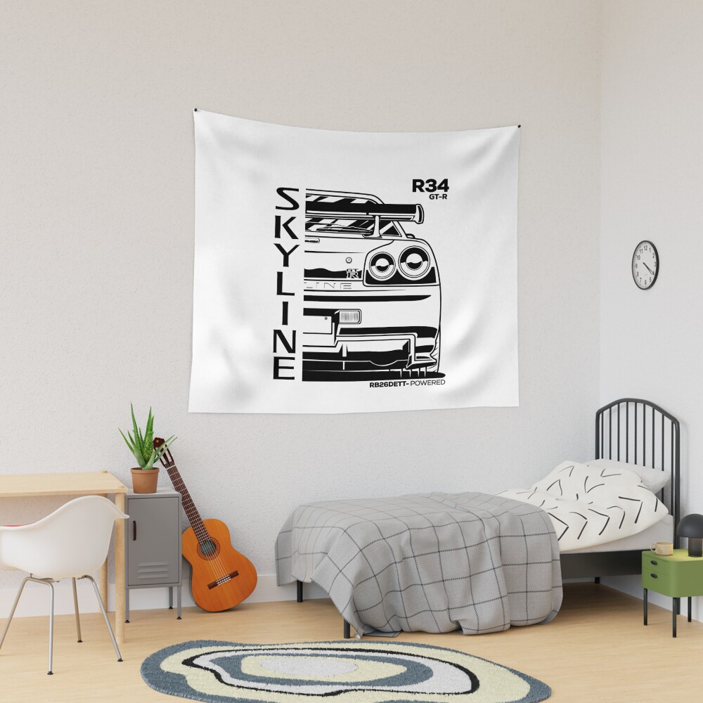 "Nissan Skyline R34 GT-R silhouette" Art Board Print for Sale by ...