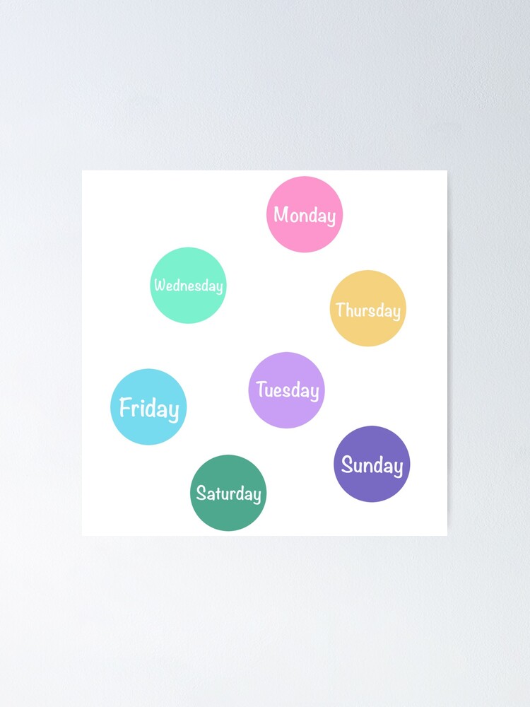 "Days of the week Pastel colors" Poster for Sale by madebymich | Redbubble