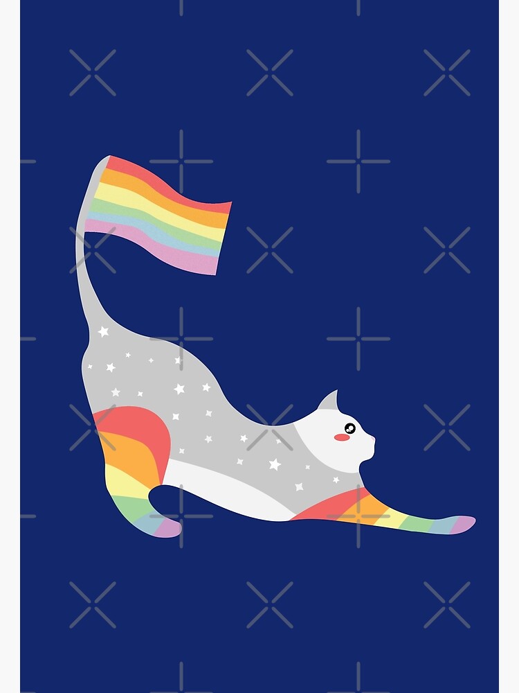 Póster «Rainbow LGBTQIA pride Lindo gato brillante que estira el arco ...