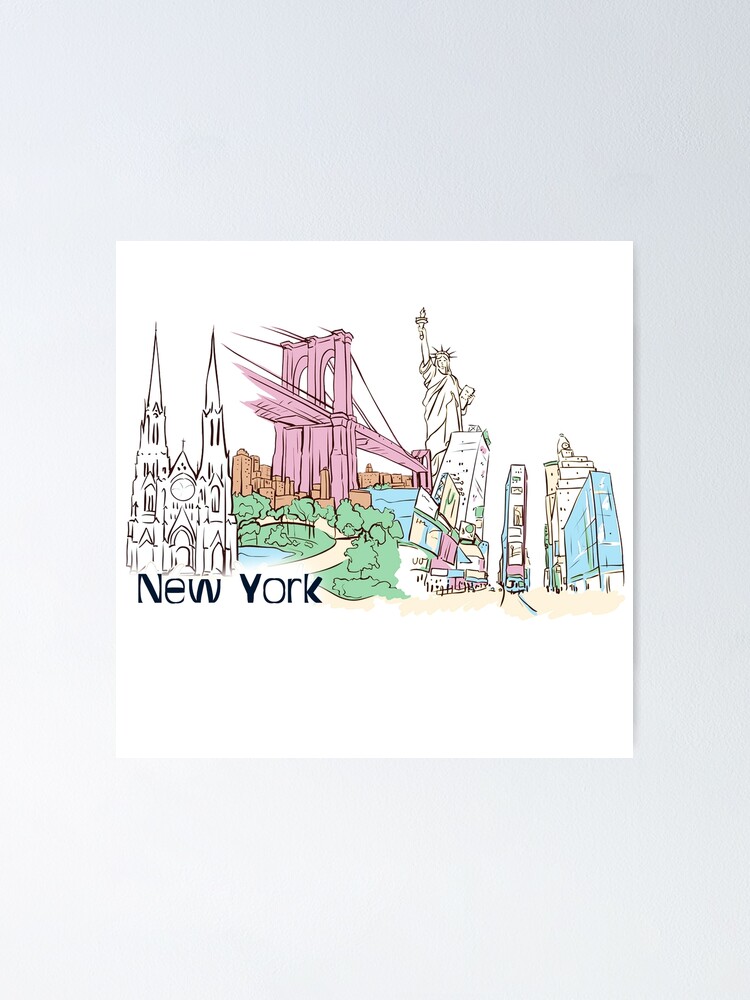 "New York Cursive Vintage Script Retro Baseball" Poster by Hebaelbaz ...