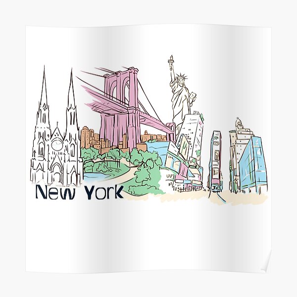 "New York Cursive Vintage Script Retro Baseball" Poster by Hebaelbaz ...