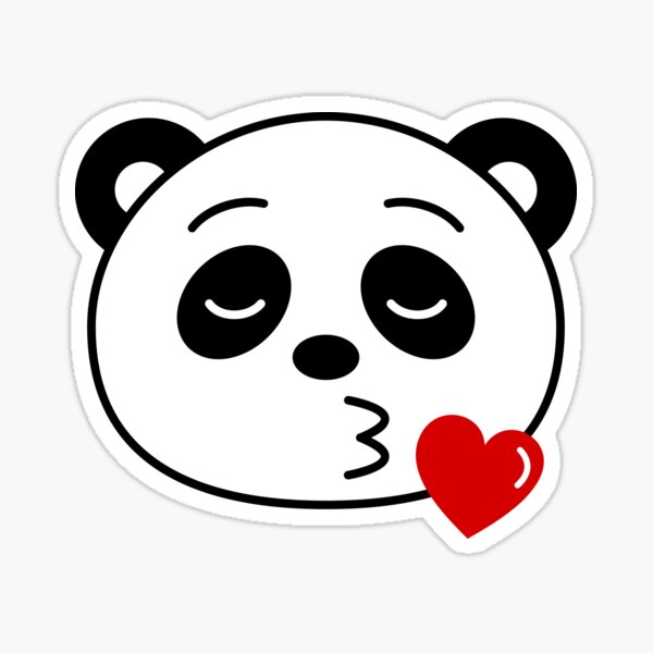 "Cute panda emoticon blowing kiss. " Sticker for Sale by TashaVector ...