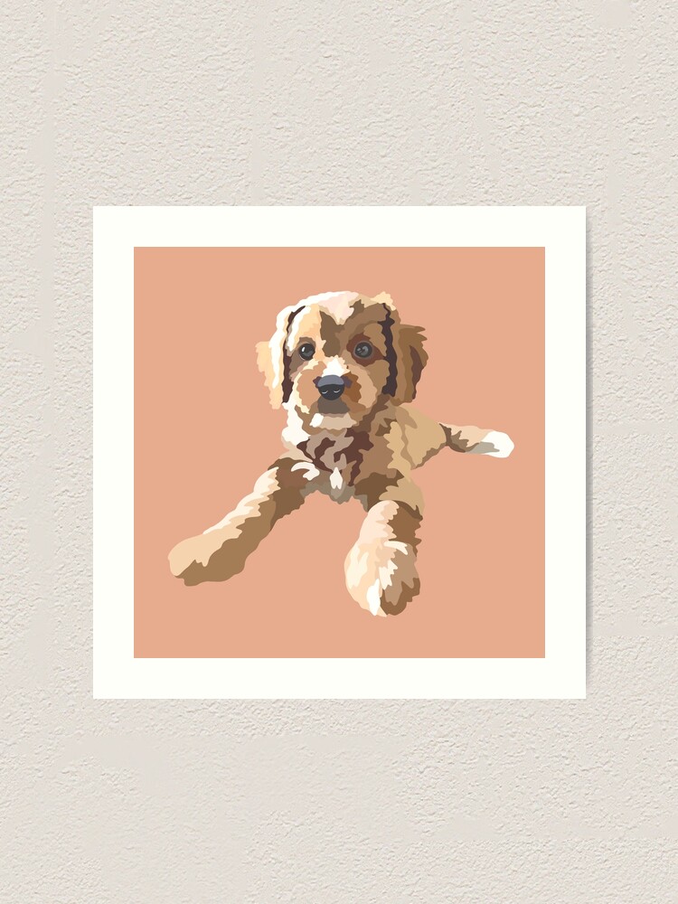 "Cavapoo Puppy Dog Portrait Digital Illustration" Art Print for Sale by ...