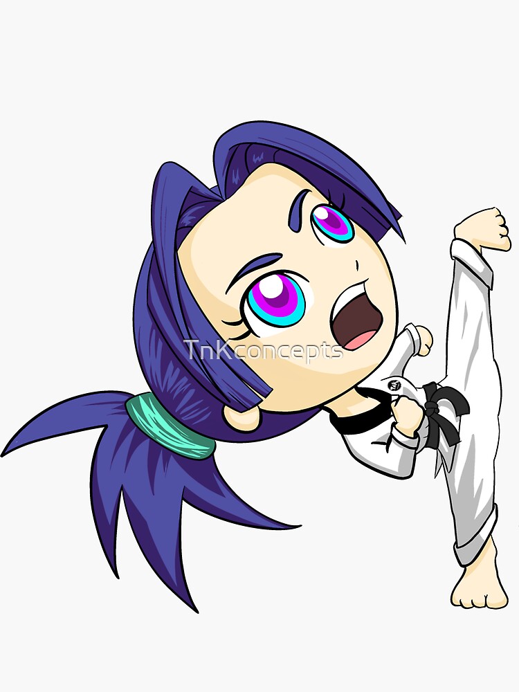 "Kiya, side kick - Martial Arts Chibi" Sticker for Sale by TnKconcepts ...