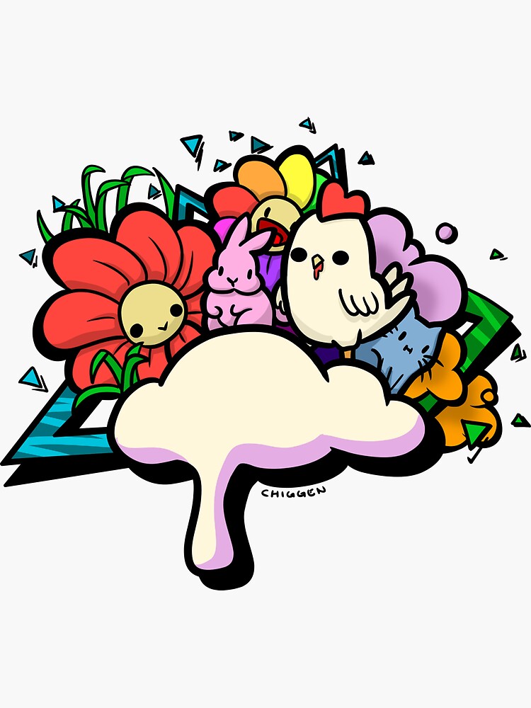 "Happy Chiggen Cloud" Sticker for Sale by Chiggen | Redbubble