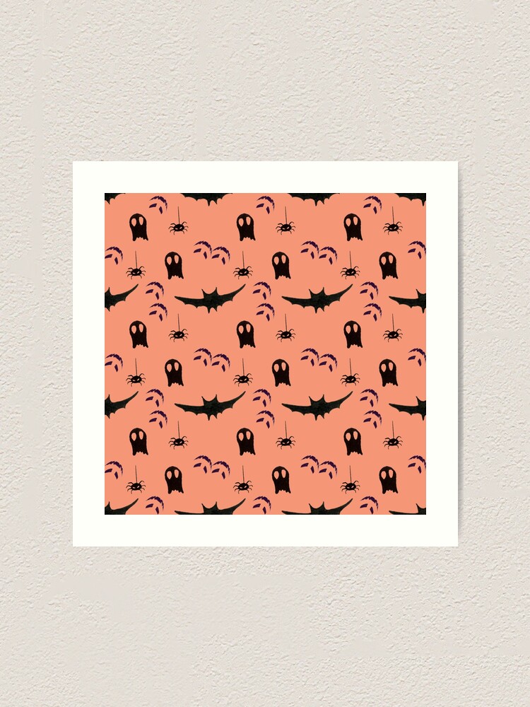 "Cute Spooky Orange Halloween Bat Aesthetic " Art Print by ...