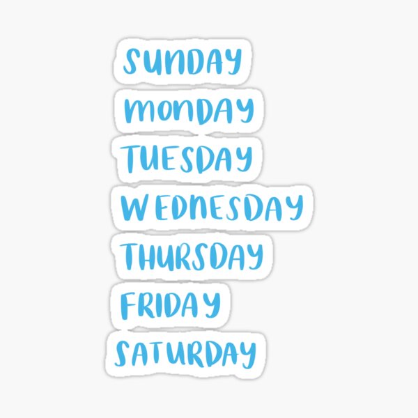 "blue lettering days of the week bullet journal stickers" Sticker for ...