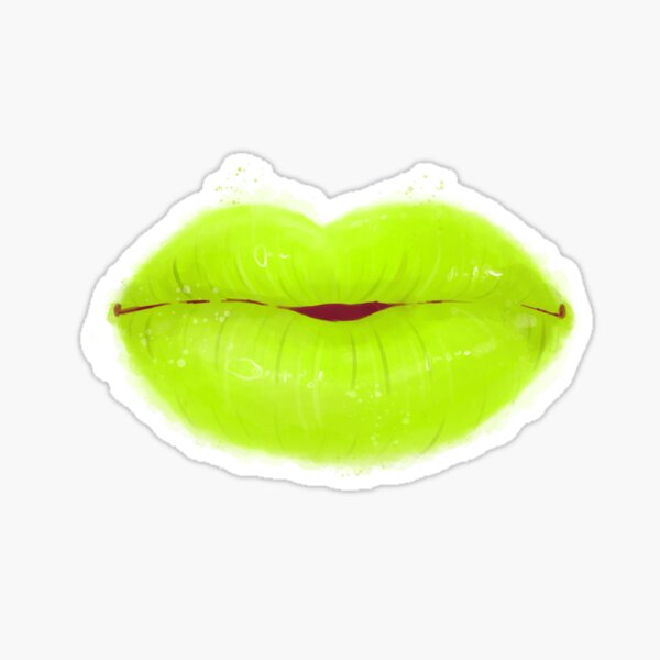"Yellow Green Cute Thick Lips Watercolor Painting" Sticker for Sale by ...