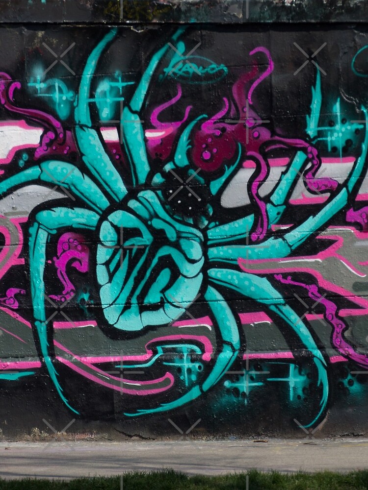 "Graffiti Weird Green Fantasy Spider" Drawstring Bag for Sale by ...