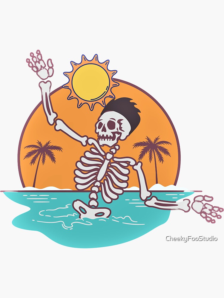 "Skeleton At Sea Funny Skeleton in Water" Sticker for Sale by ...