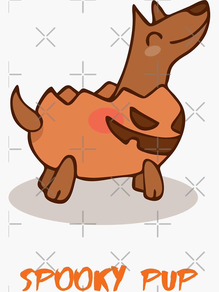 "Spooky Pup. Cute Halloween Dog Meme" Sticker for Sale by PetitePeche ...