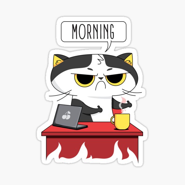 " Angry Cat Working" Sticker for Sale by Cartoon-animals | Redbubble