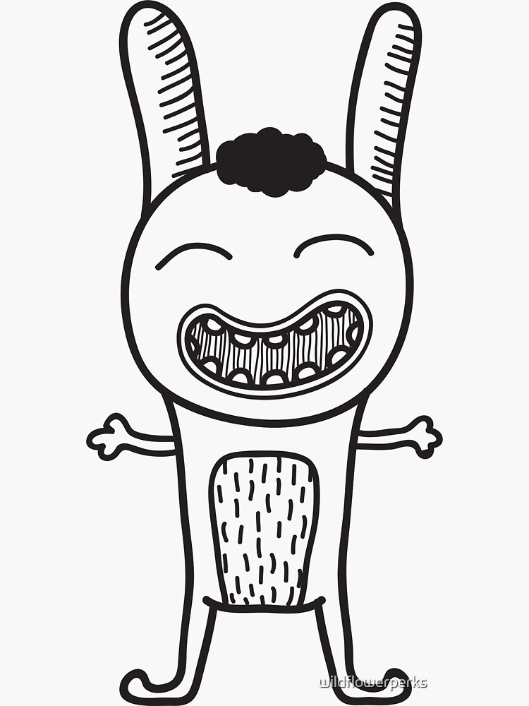 "Miss Mohawk Bunny Monster" Sticker by wildflowerperks | Redbubble