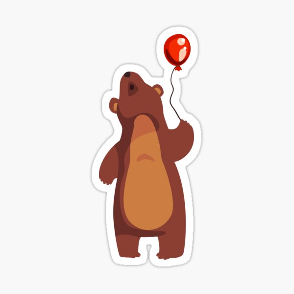 "Bear with Red Ballon" Sticker for Sale by MarioPrints | Redbubble