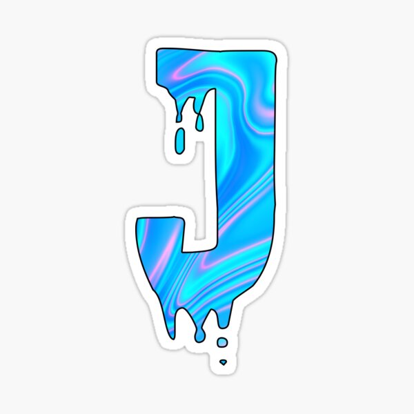 "Drippy Holographic J alphabet Transparent Letter Sticker." Sticker for ...