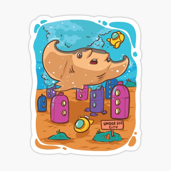 "Cute manta ray visiting Under Sea City" Sticker for Sale by ...