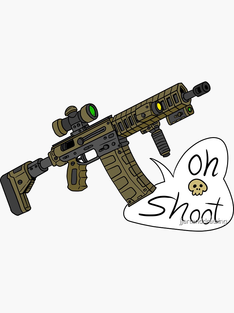 "oh shoot, AR15. gun." Sticker for Sale by jjartanddrawing | Redbubble