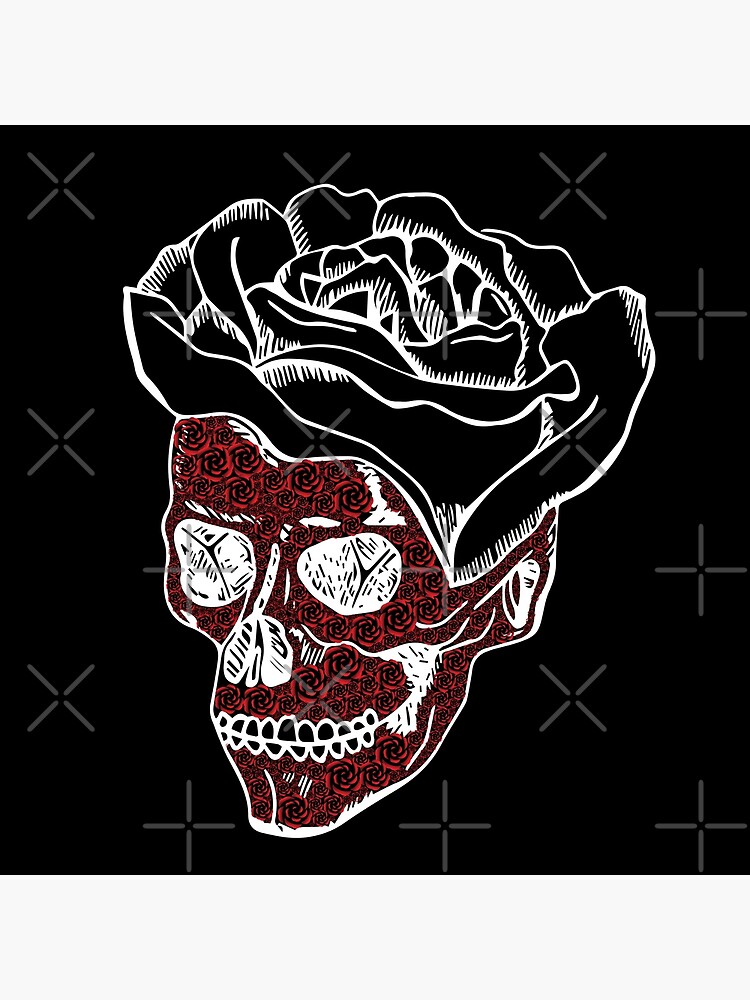 "Scary Vintage Retro Halloween Rose Skull with floral Ornaments" Art ...