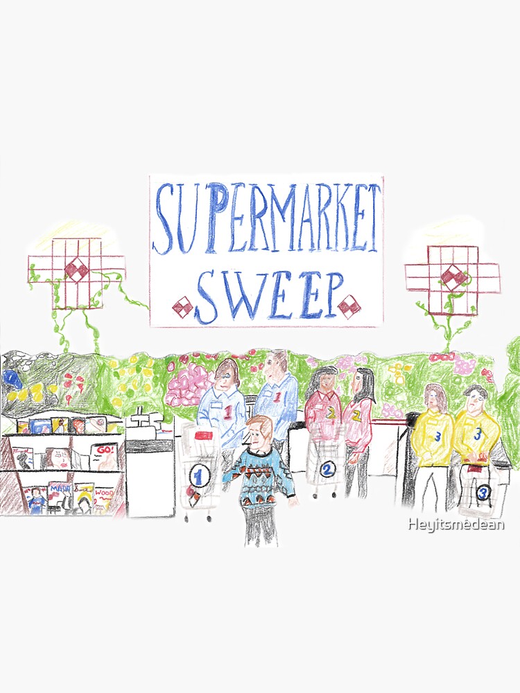 "Supermarket Sweep" Sticker for Sale by Heyitsmedean | Redbubble