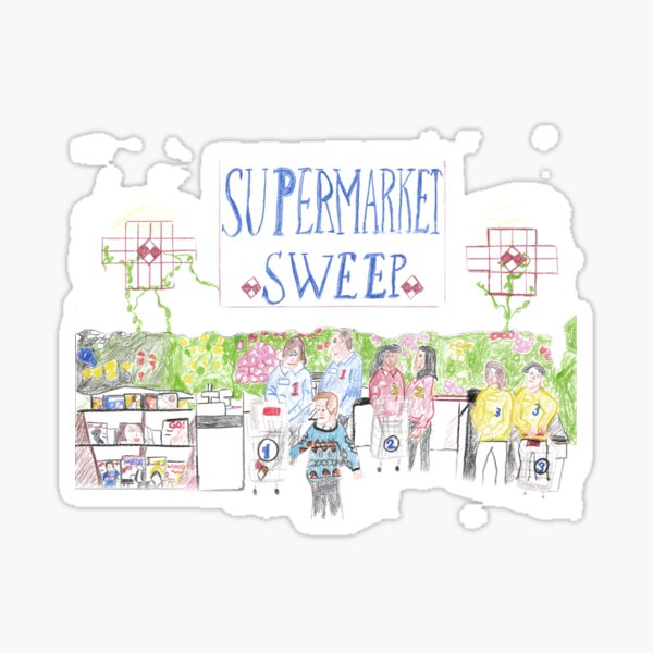 "Supermarket Sweep" Sticker for Sale by Heyitsmedean | Redbubble