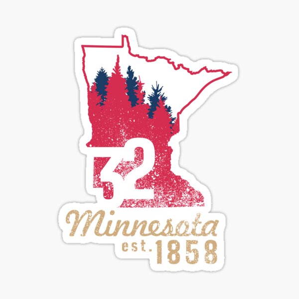 "Minnesota State Outline Color Twins Version Distressed" Sticker by ...