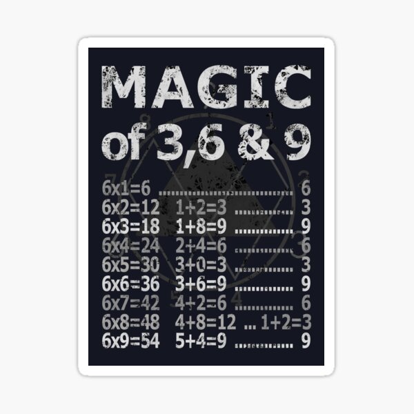 "MAGIC of 3,6 & 9 - var 2" Sticker for Sale by tuzlay | Redbubble