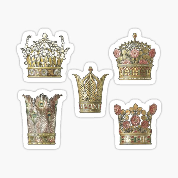"Crown Sticker Pack - Art Nouveau Illustration Set" Sticker for Sale by ...