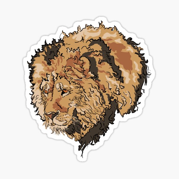 "Curly Lion" Sticker for Sale by 9Leo6 | Redbubble