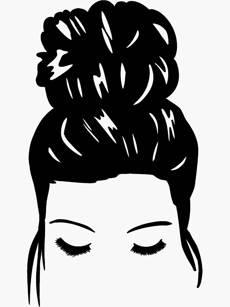 "Messy Bun " Sticker for Sale by AmberBMade | Redbubble