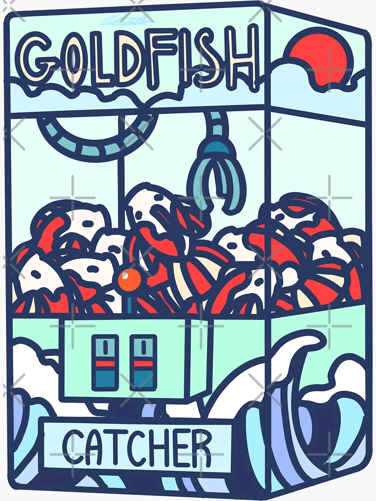 "Goldfish Koi Claw Machine" Sticker for Sale by SabrinaSana | Redbubble