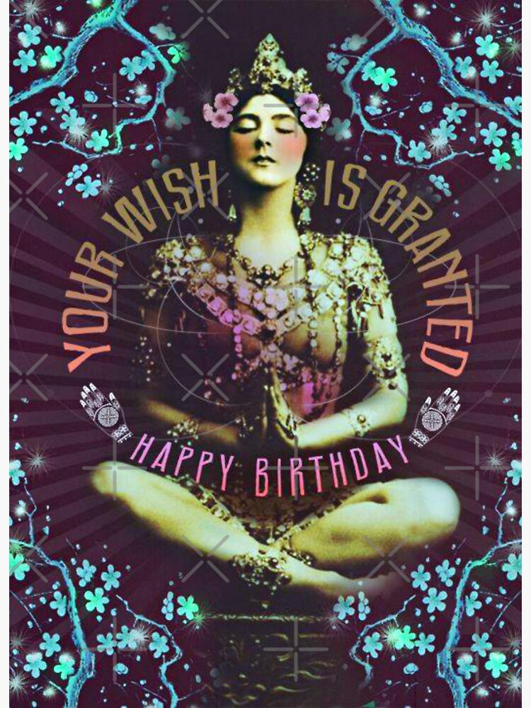 "Birthday Gift Your Wish Is Granted Meditation Guru" Sticker for Sale ...