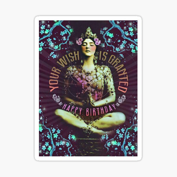 "Birthday Gift Your Wish Is Granted Meditation Guru" Sticker for Sale ...