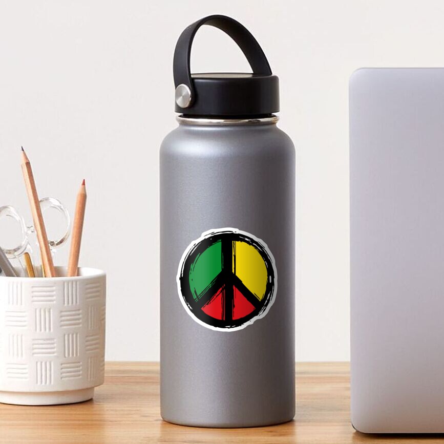 "Peace Symbol with Reggae flag colors" Sticker by Alma-Studio | Redbubble