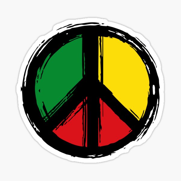 "Peace Symbol with Reggae flag colors" Sticker by Alma-Studio | Redbubble