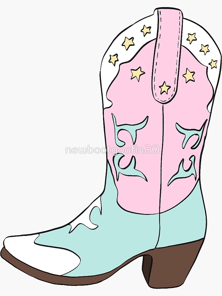 "Pink Cowboy Boot" Sticker for Sale by newbootgoofin20 | Redbubble