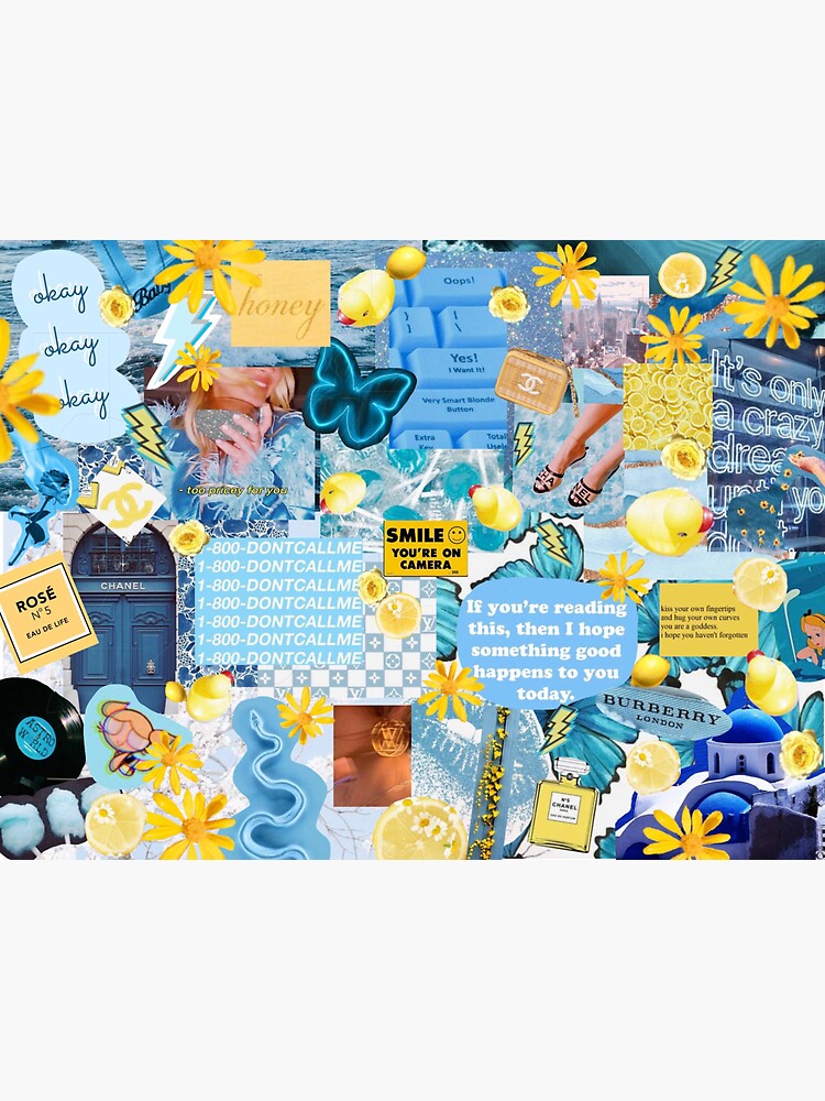 "Blue and Yellow Collage" Sticker by watchitback | Redbubble
