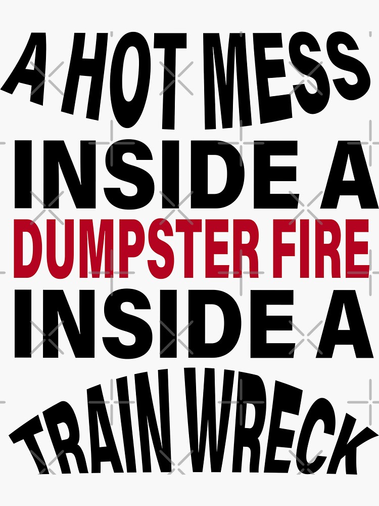 "A Hot Mess Inside A Dumpster Fire Inside A Train Wreck" Sticker for ...