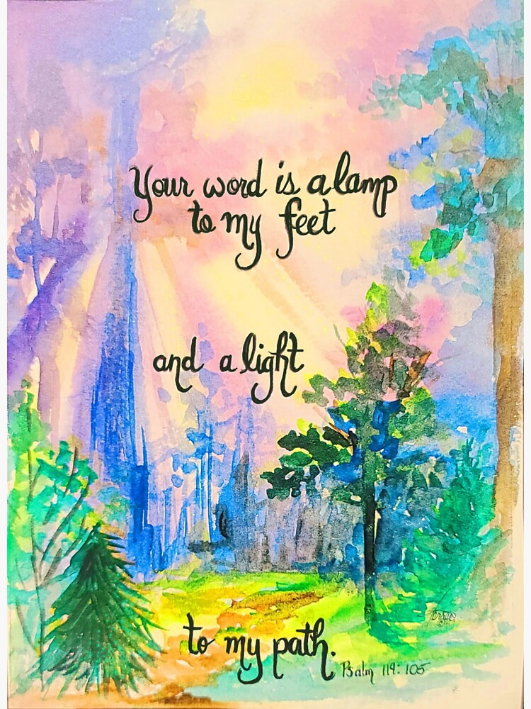 "Psalm 119:105. lighted path in woods " Sticker for Sale by ...