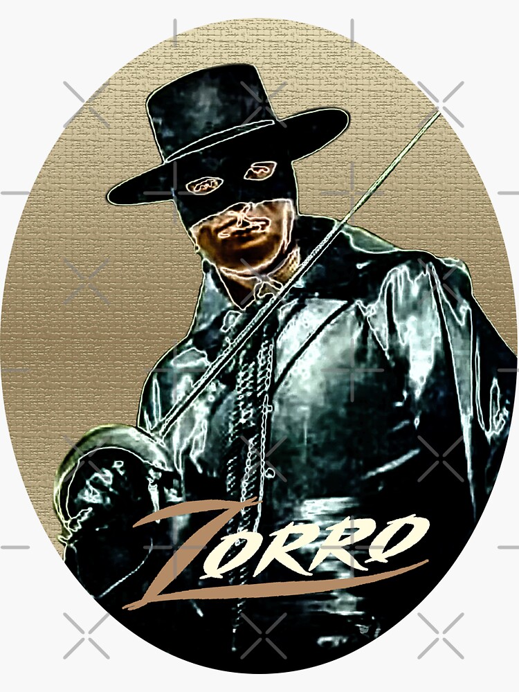 "Zorro in gold oval" Sticker for Sale by Astralia | Redbubble