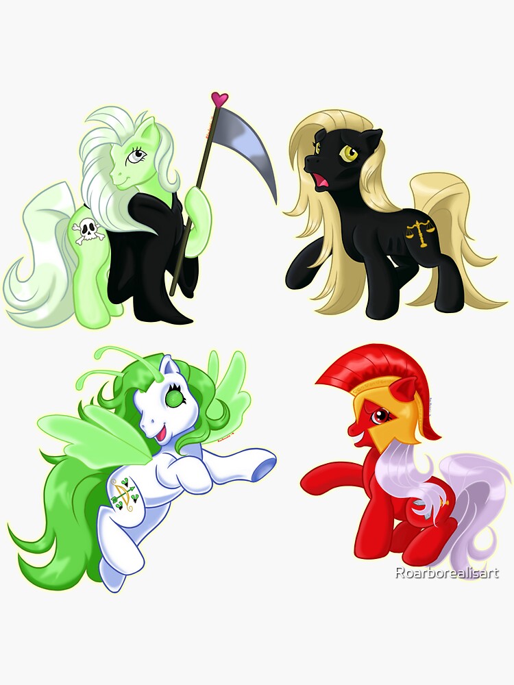 "Four Ponies of the Apocalypse" Sticker by Roarborealisart | Redbubble