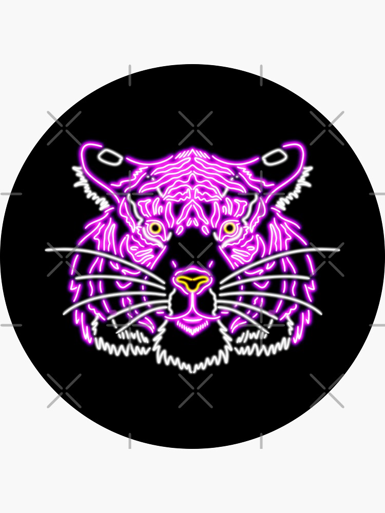 "Pink Tiger Neon Sign " Sticker by trajeado14 | Redbubble