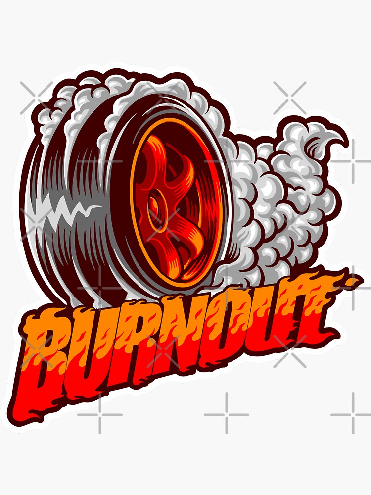 "Burnout Racing Tired with Smoke" Sticker for Sale by Honney-Arts ...