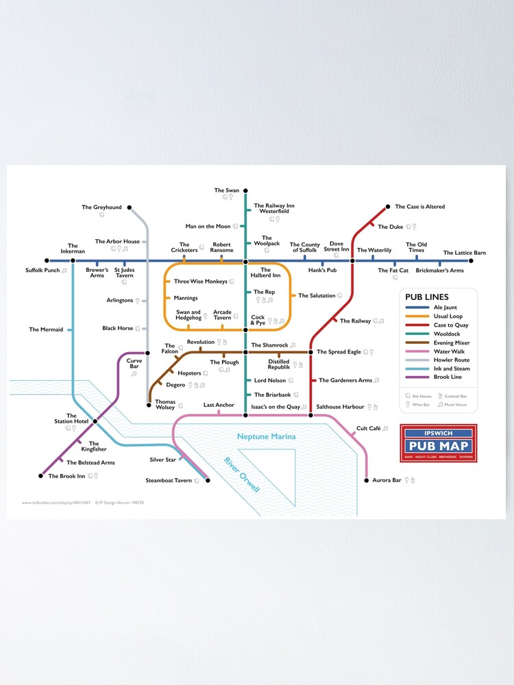 "Ipswich Pub Map" Poster for Sale by MaxwellBanks | Redbubble