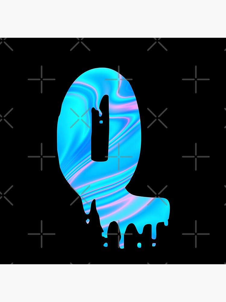 "Drippy Holographic Q alphabet Transparent Letter Sticker." Poster by ...